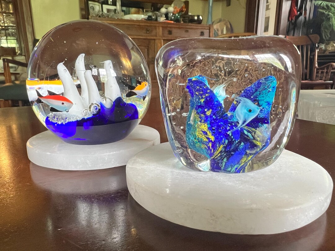 Murano Glass Paperweights With Marine Life Themes, Each Priced ...