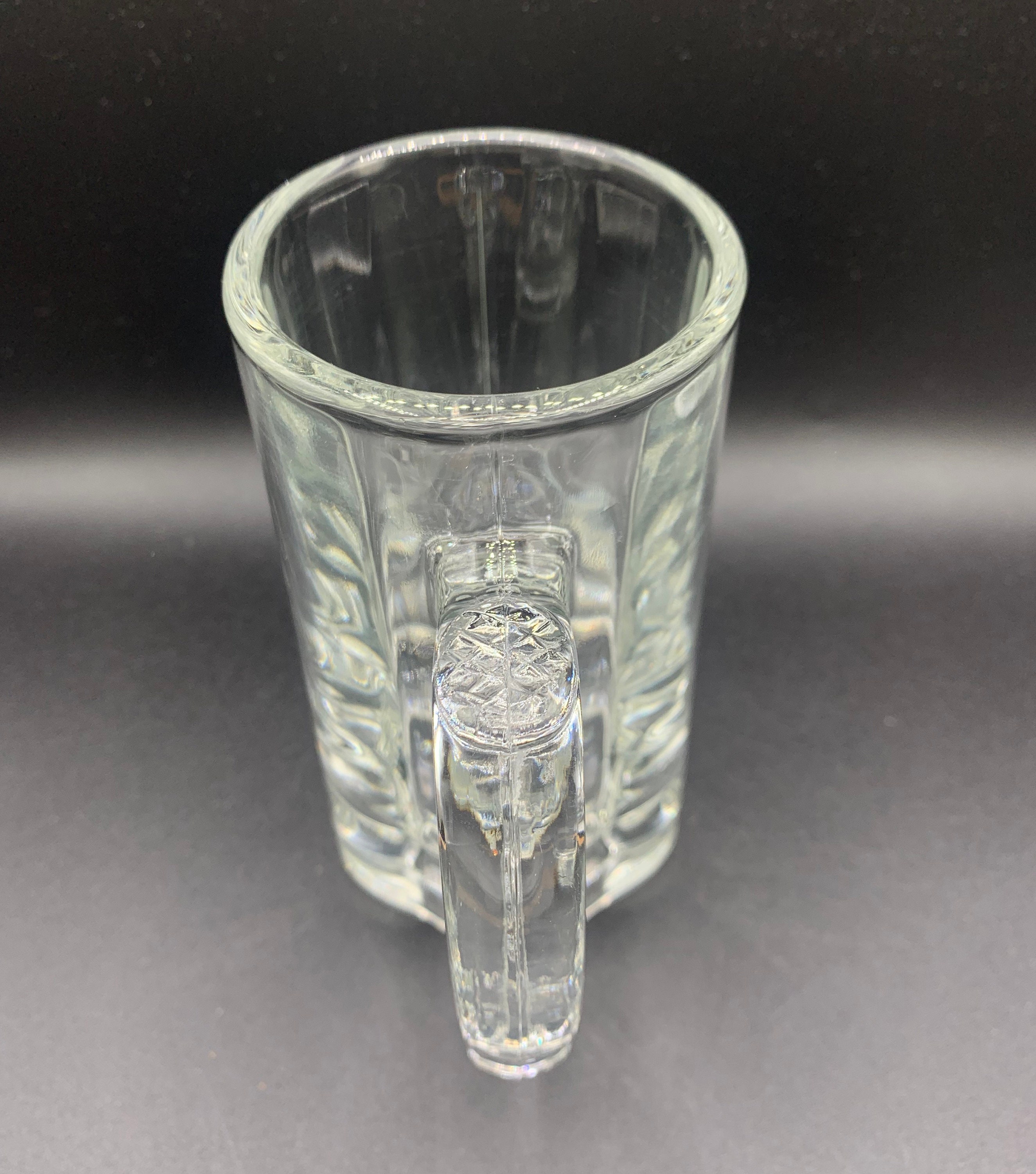 Libbey Clear Glass Beer Mugs / Seidels, Six-panelled, Thumb Grip Handle ...