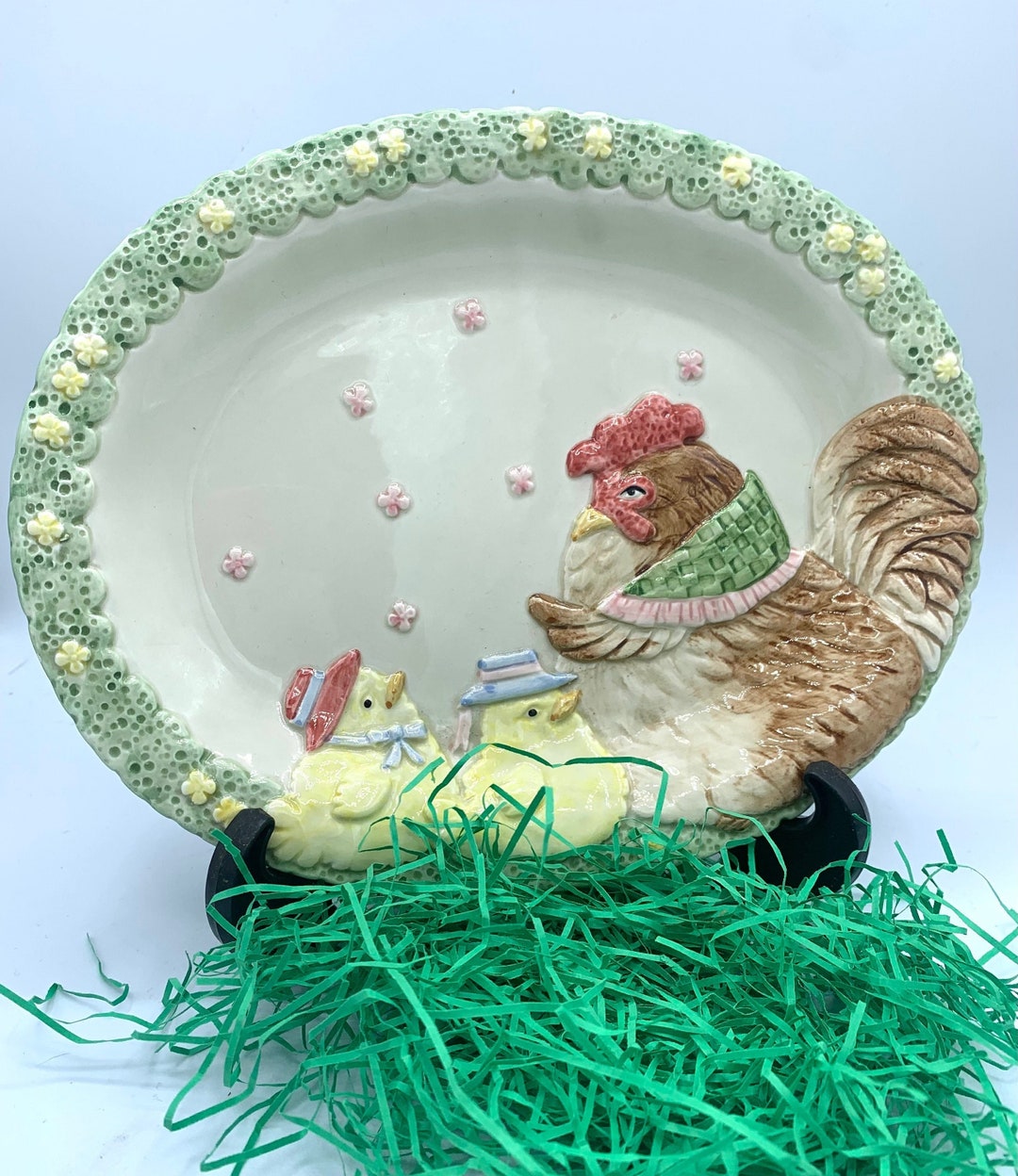 Vintage Fitz & Floyd Bacon and Eggs Canape Plate Tray Ceramic Mumma Hen and Chicks, 1987 - Etsy