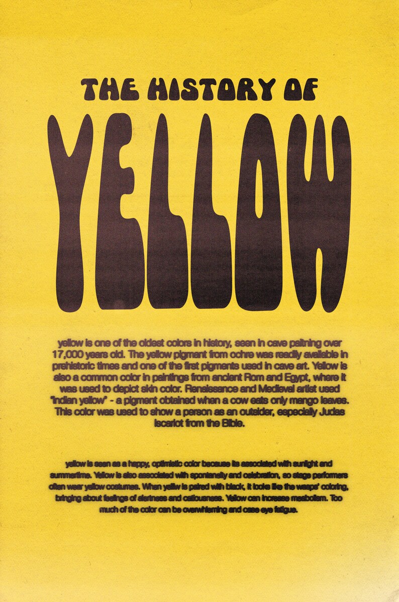 Yellow Poster Vintage Art Wall Decor Gift Retro Gifts - Etsy