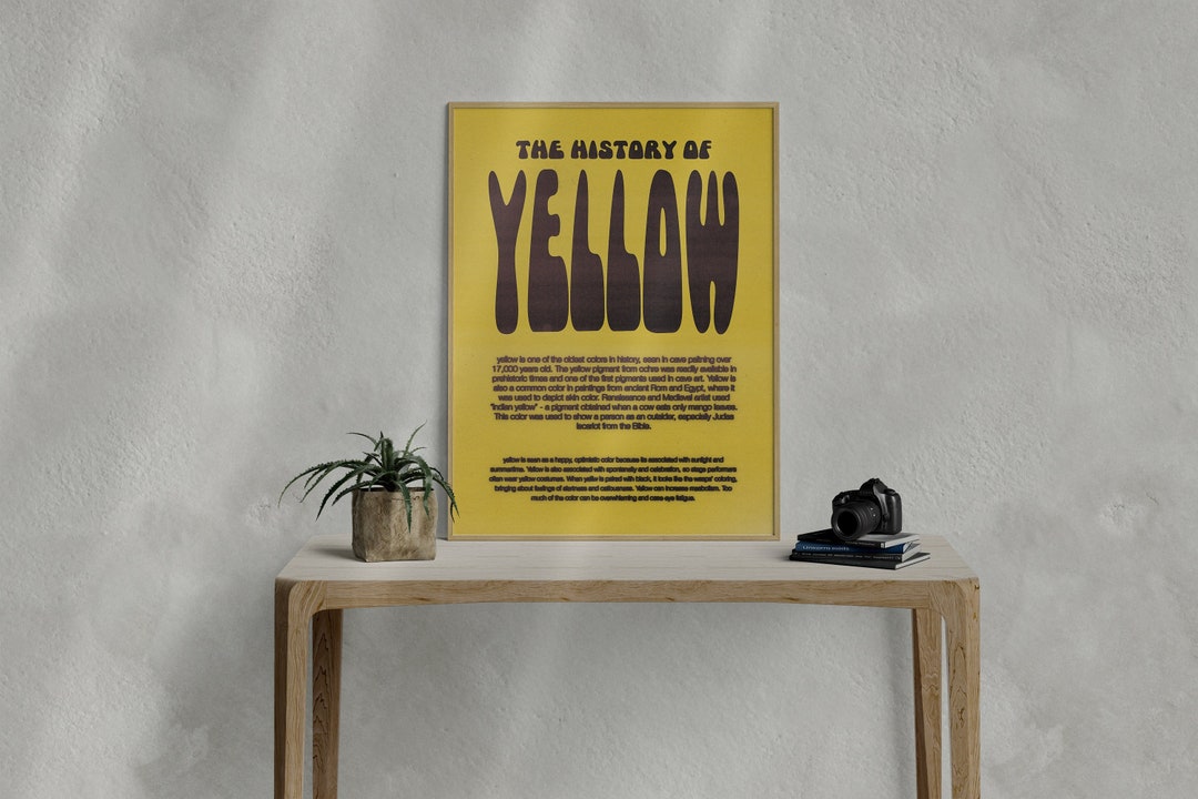 Yellow Poster, Vintage Art, Wall Decor Gift, Retro Gifts, Yellow Art ...