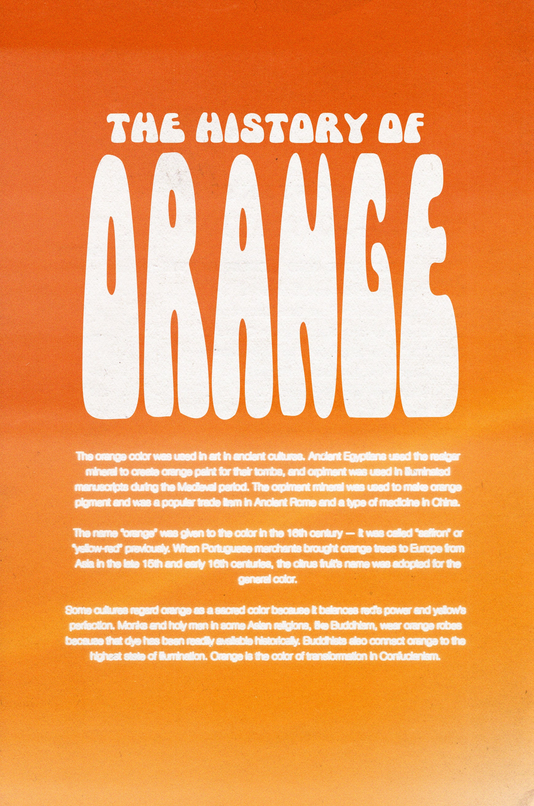 Orange Poster, Vintage Art, Wall Decor Gift, Retro Poster, Orange Wall ...