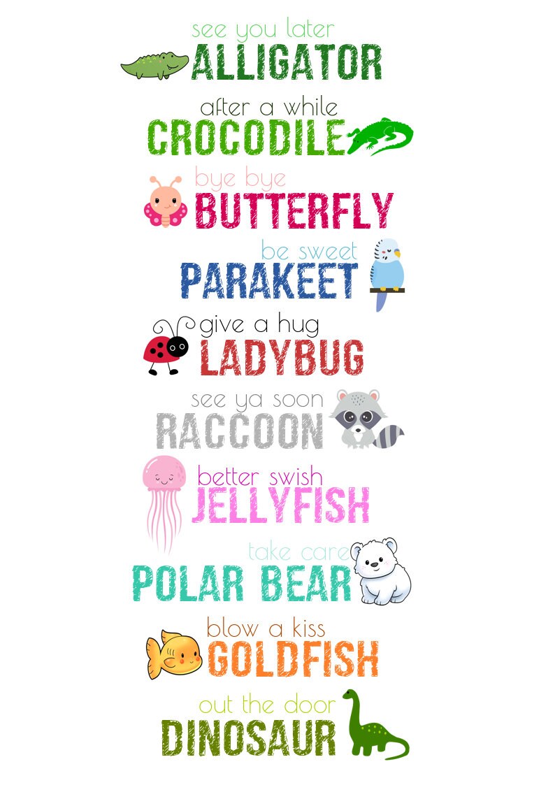 Goodbye Phrases, See Ya Later Alligator, Nursery Decor, Baby Shower ...