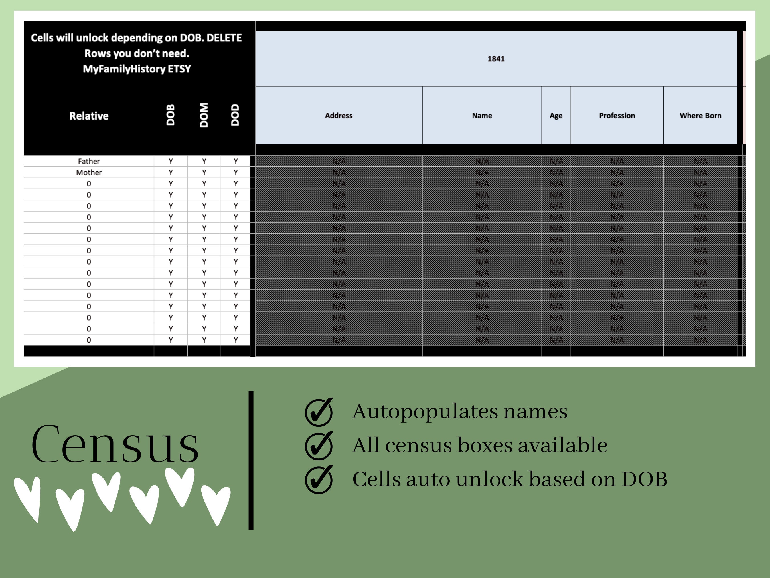 UK Ancestry Findmypast Family History Template Excel - Etsy