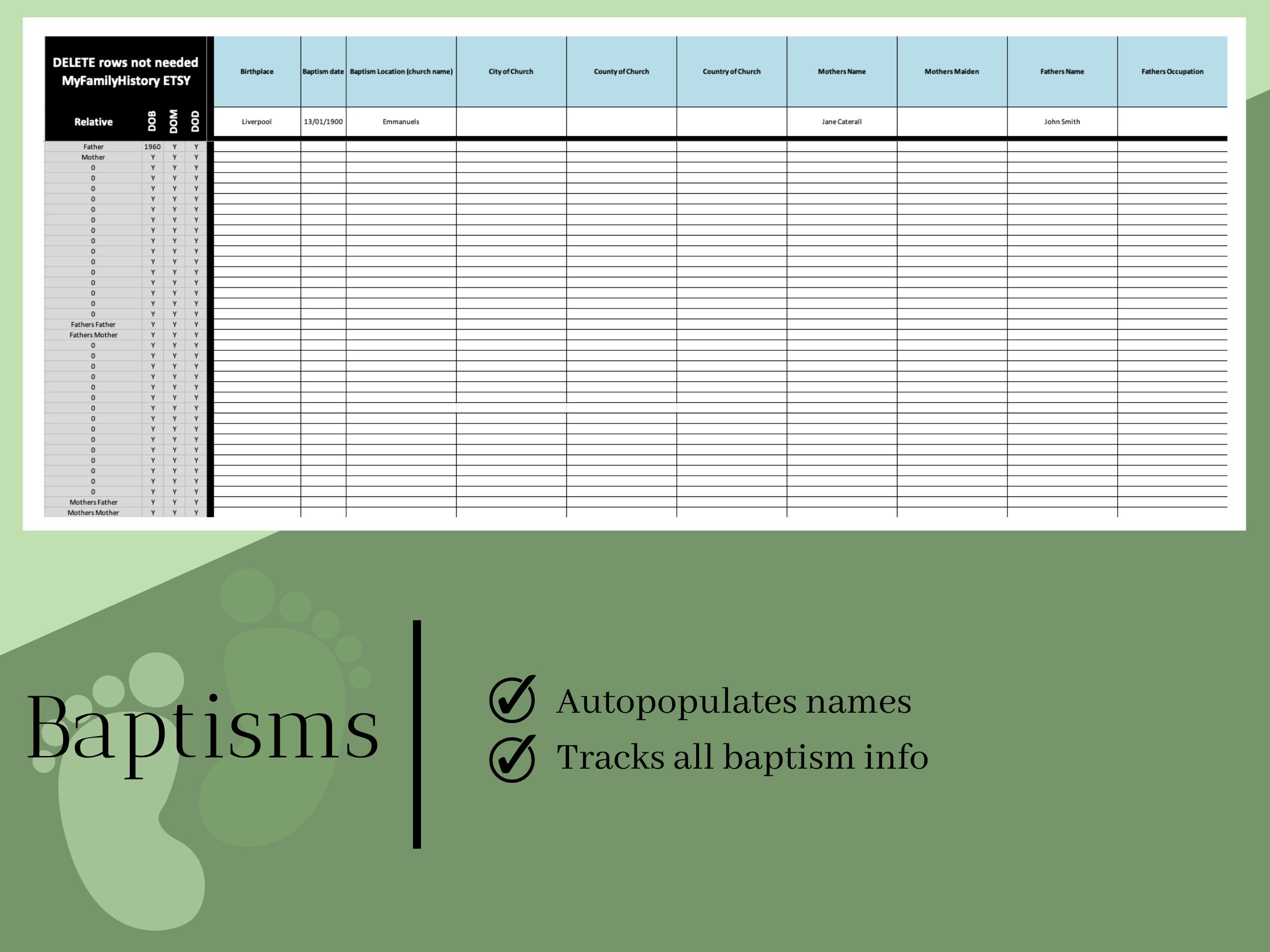 USA Ancestry Excel Template: Family History Tracker (digital Download ...