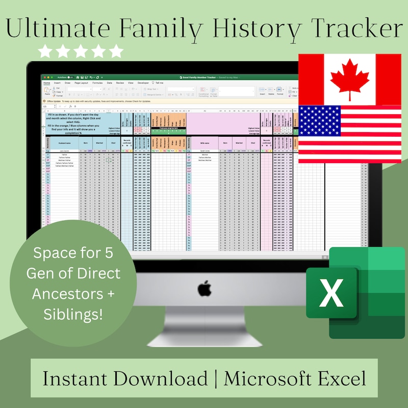 Excel Genealogy - Etsy