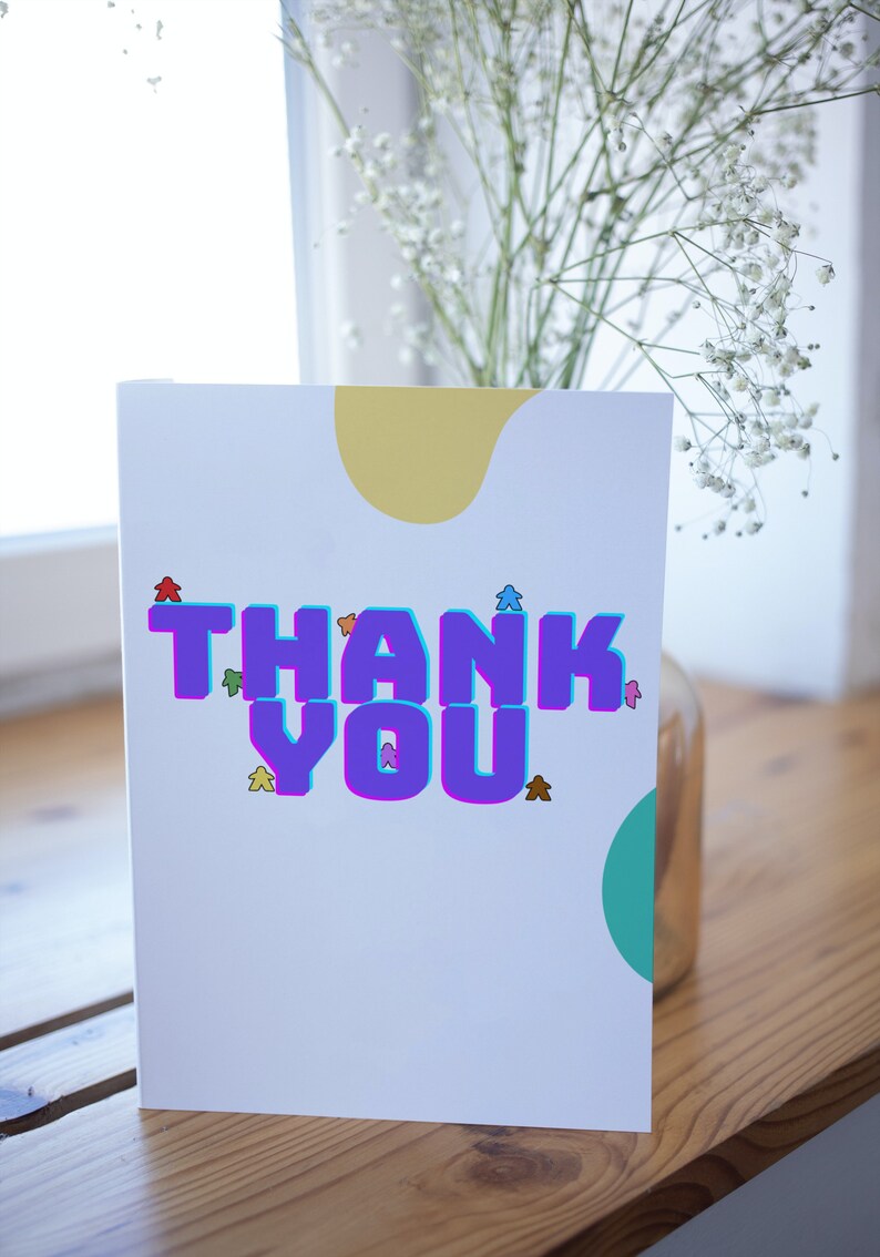 Board Game Meeple Thank You Card - Portrait - Printable, Blank Inside - Etsy