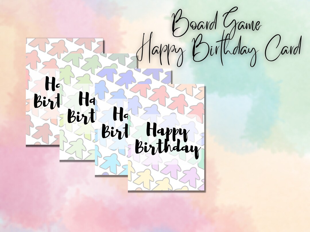 Board Game Meeple Happy Birthday Card - Includes 4 Color Options ...