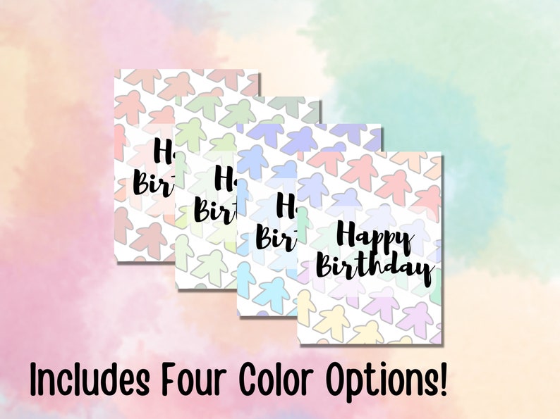 Board Game Meeple Happy Birthday Card - Includes 4 Color Options ...