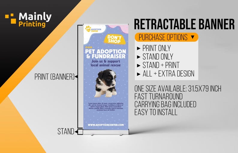 Dog Adoption Retractable Banner, Dog Adoption Sign, Dog Adoption Sign ...