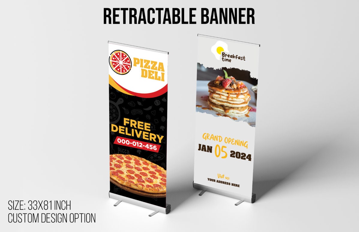 Fast Food Retractable Banner Business Sign, Custom Retractable Stand ...