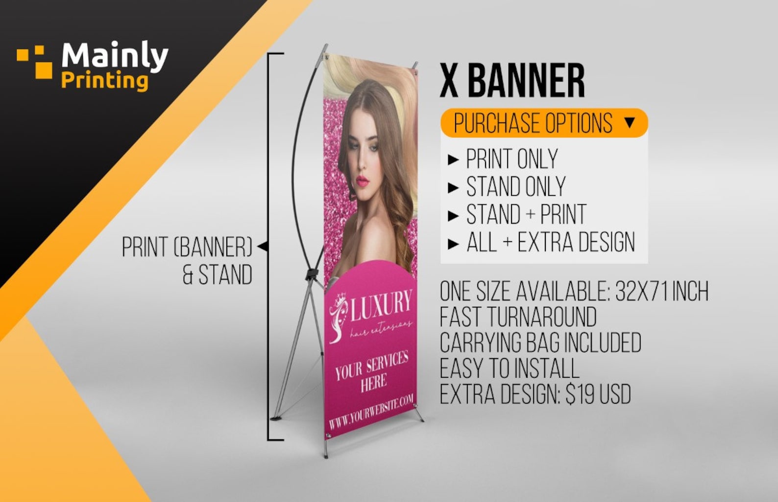 X Stand Banner Personalized Design, Small Business Banner, Pop up Shop ...
