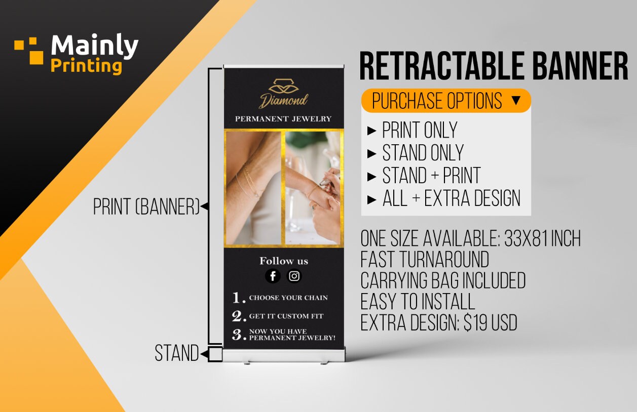 Retractable Banner Business Sign, Custom Retractable Stand Banner ...