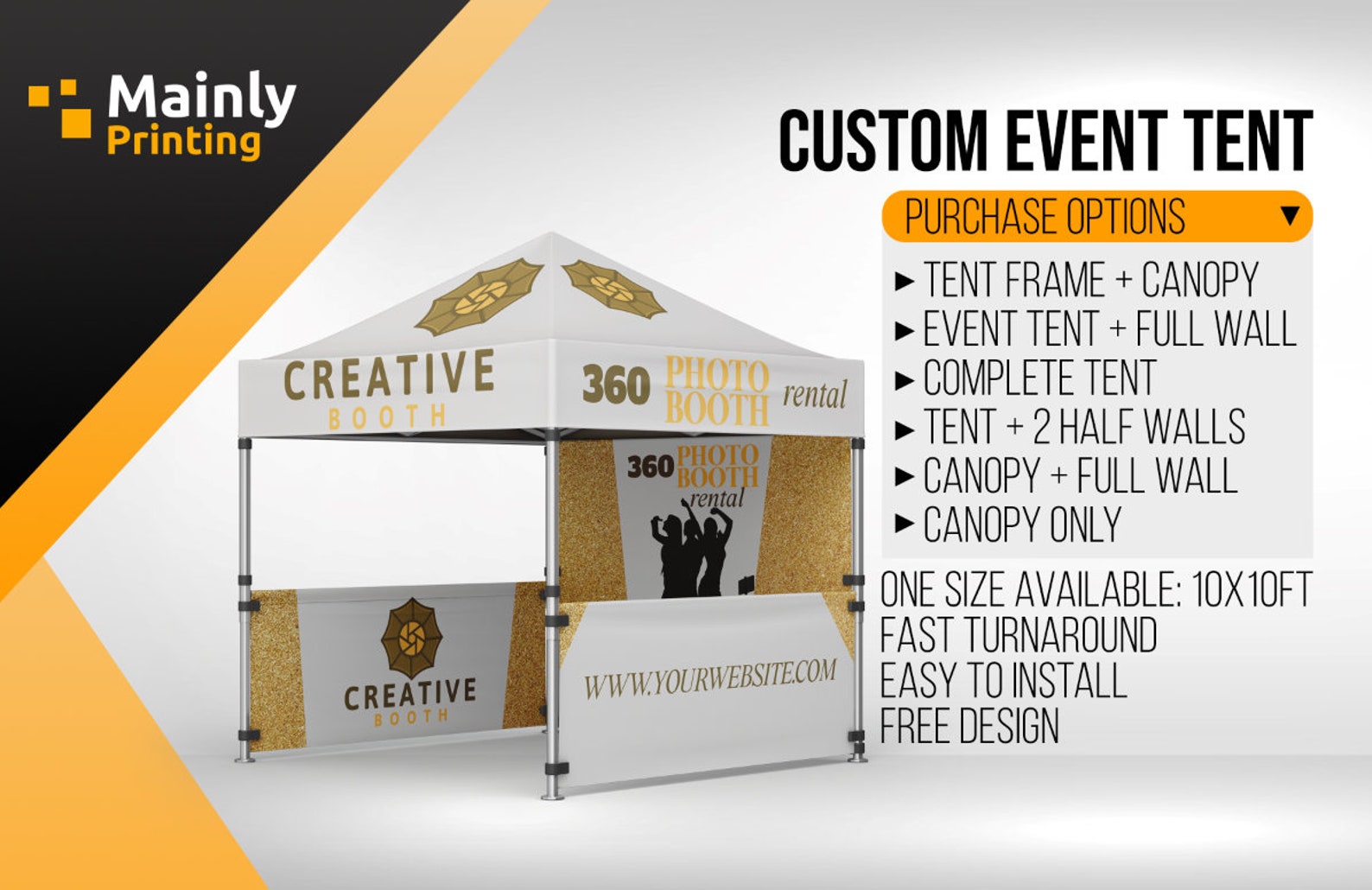 Event Tent Frame + Canopy With Custom Design, Event Tent for Business ...