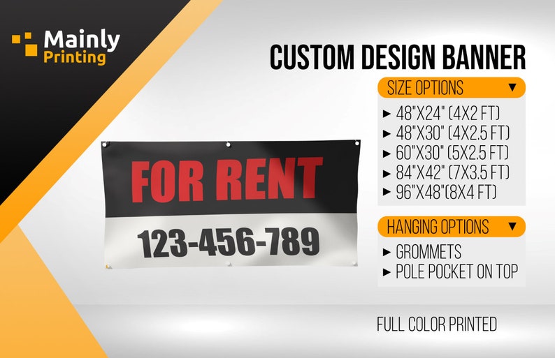 For Rent Banner, Personalized Banner for Business, for Sale Sign Custom ...