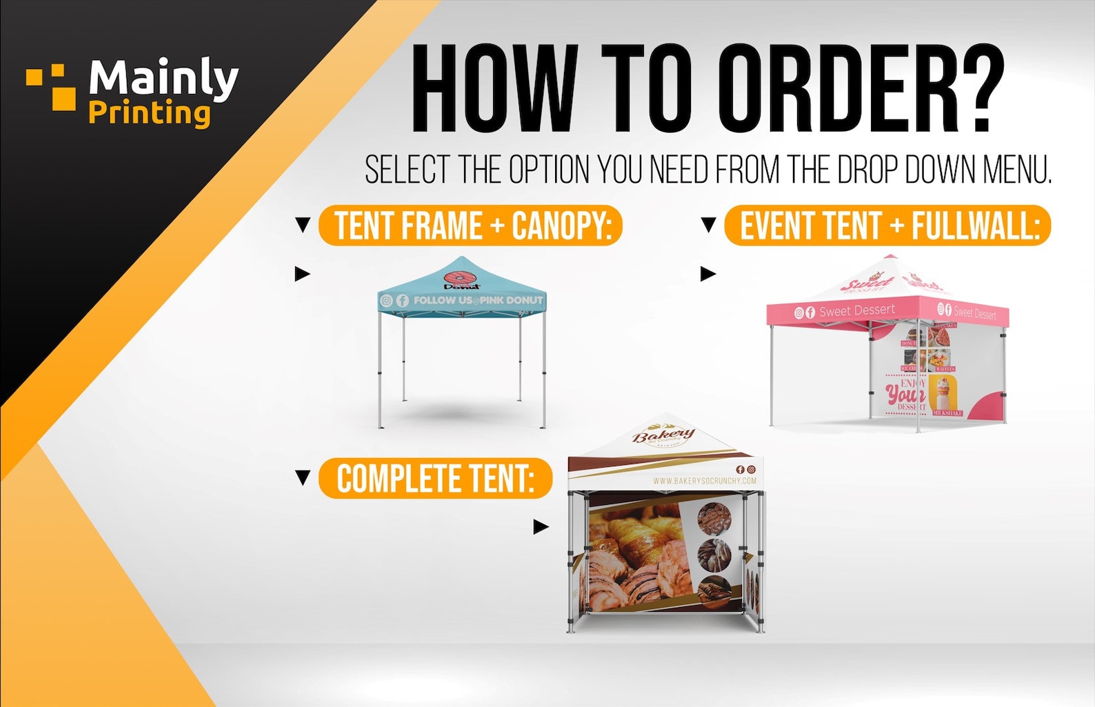 Event Tent Frame + Canopy With Custom Design, Event Tent for Business ...