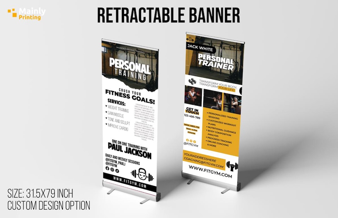 Personal Training Retractable Banner – Gym Pull up Banner, Fitness ...