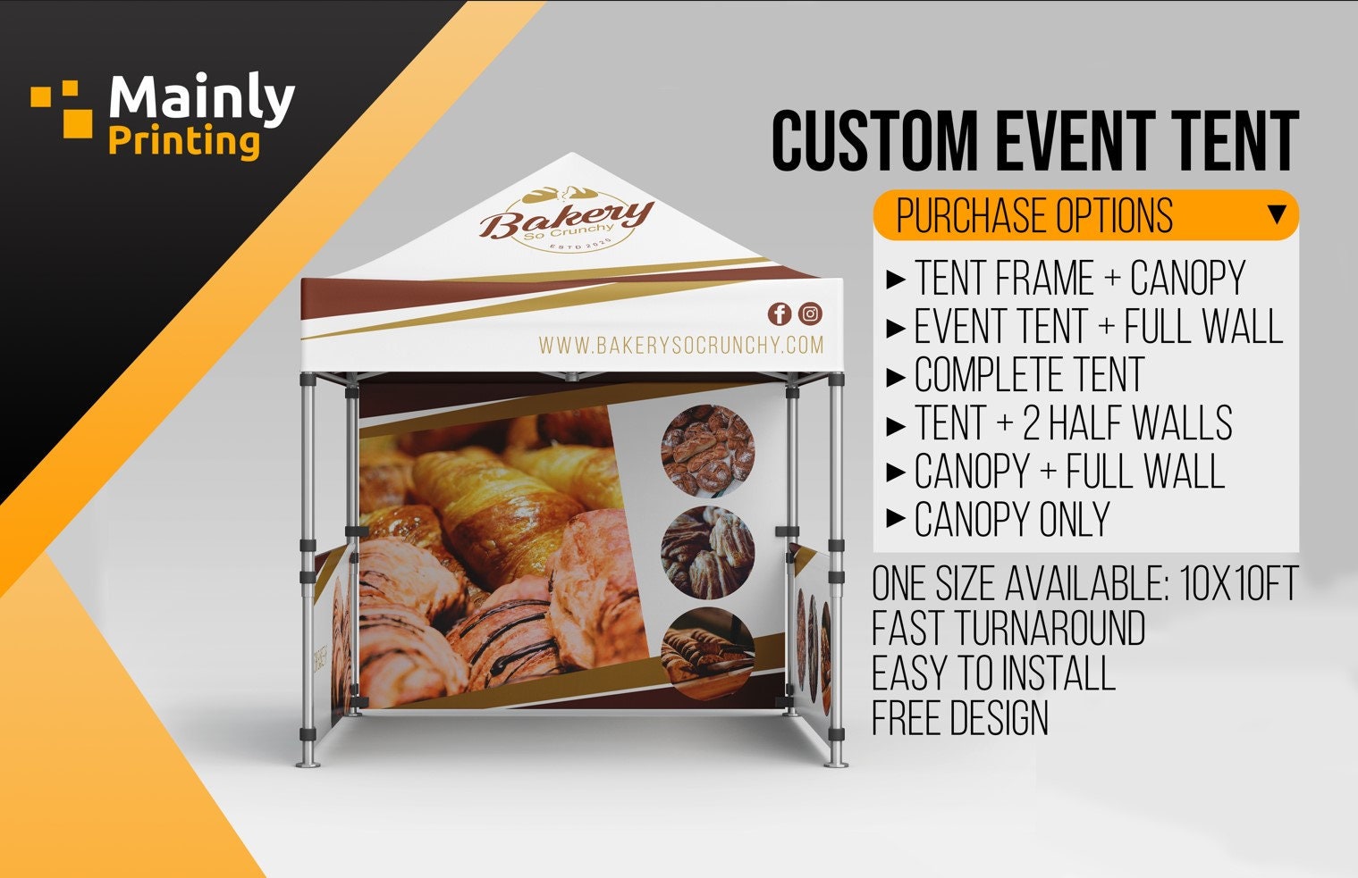 Event Tent Frame + Canopy With Custom Design, Event Tent for Business, Custom Canopy Business ...