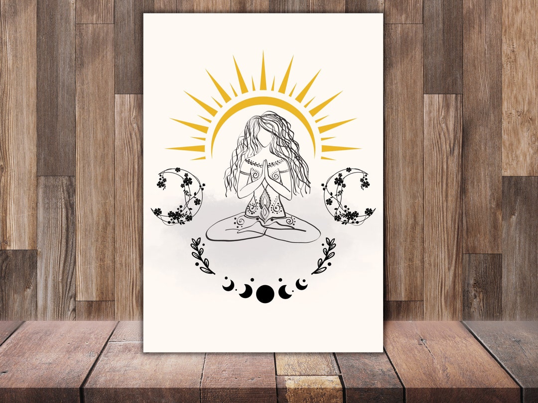 Sun Moon Goddess Poster, Spiritual Print, Decor, Aesthetic, Spiritual ...
