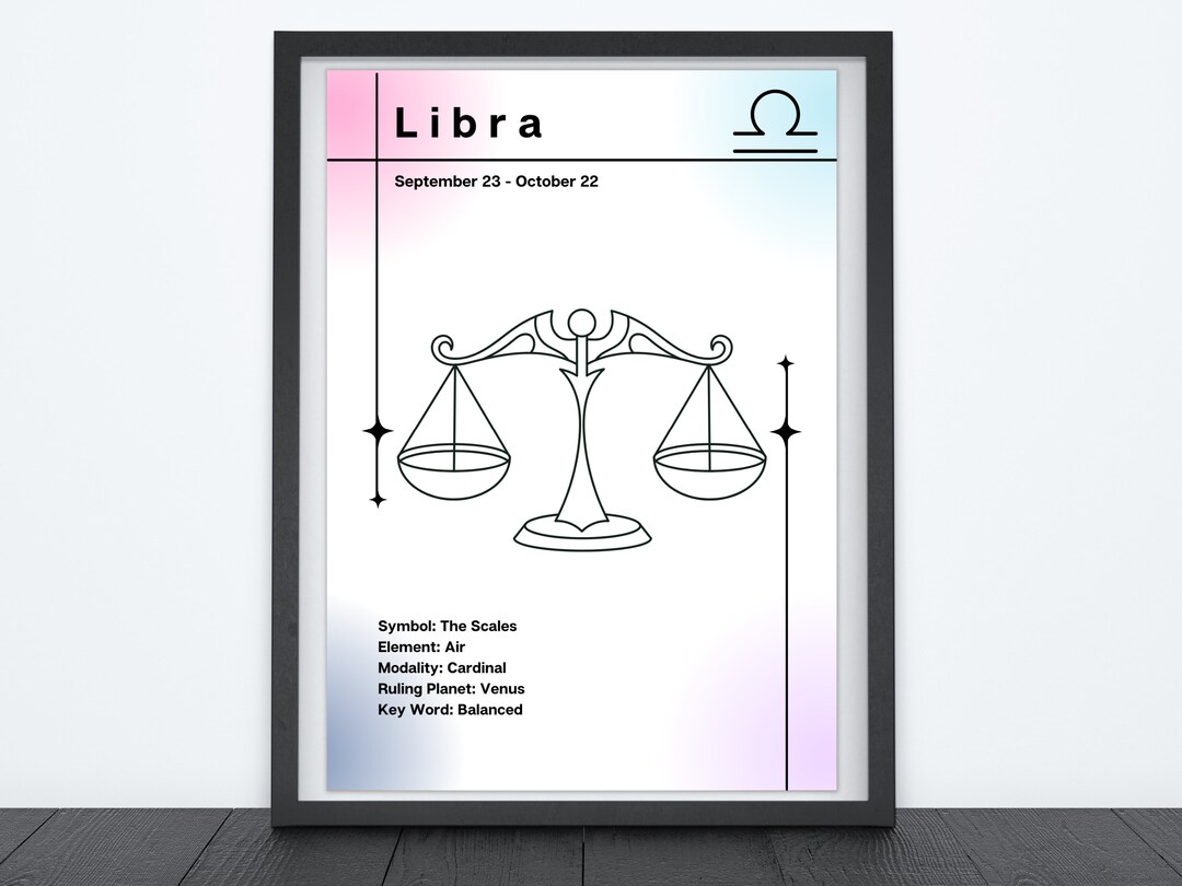 Printable Libra Zodiac Poster, Libra Print, Spiritual Star Sign Poster ...