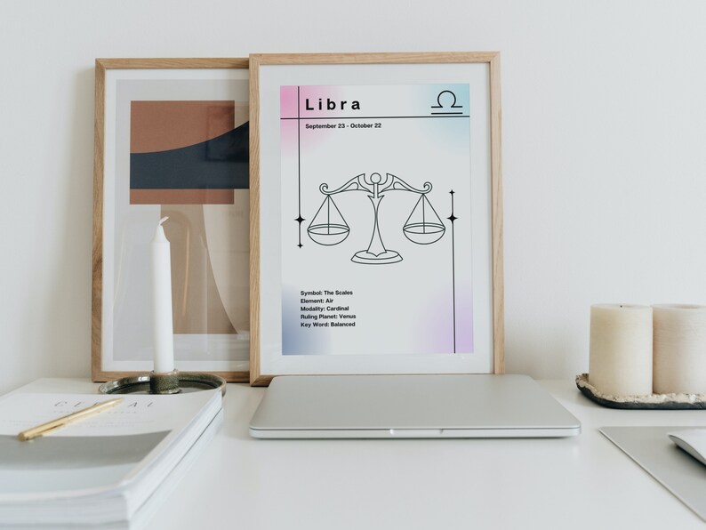 Printable Libra Zodiac Poster, Libra Print, Spiritual Star Sign Poster ...