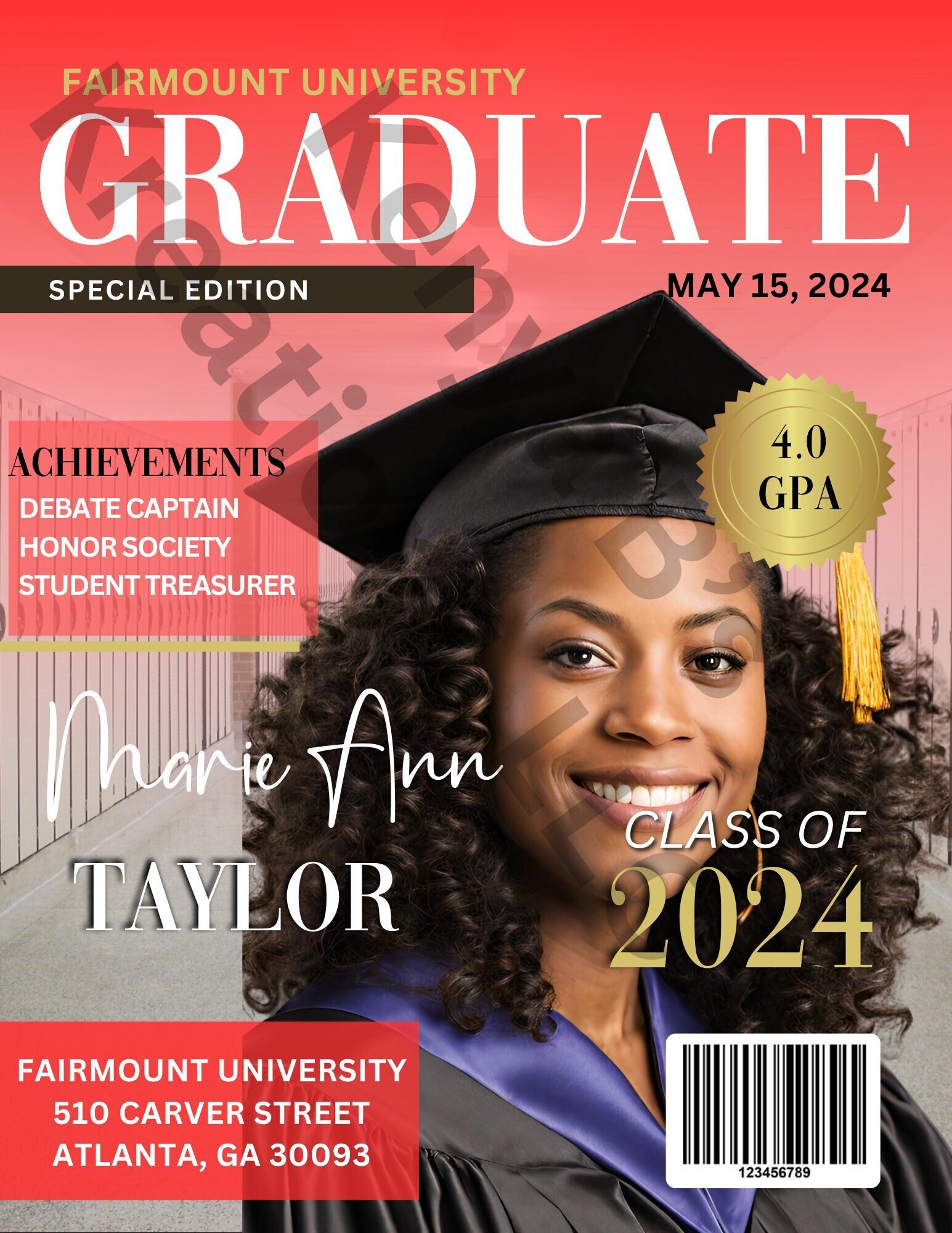 Graduation Magazine Cover Editable With Canva (INSTANT DOWNLOAD) - Etsy