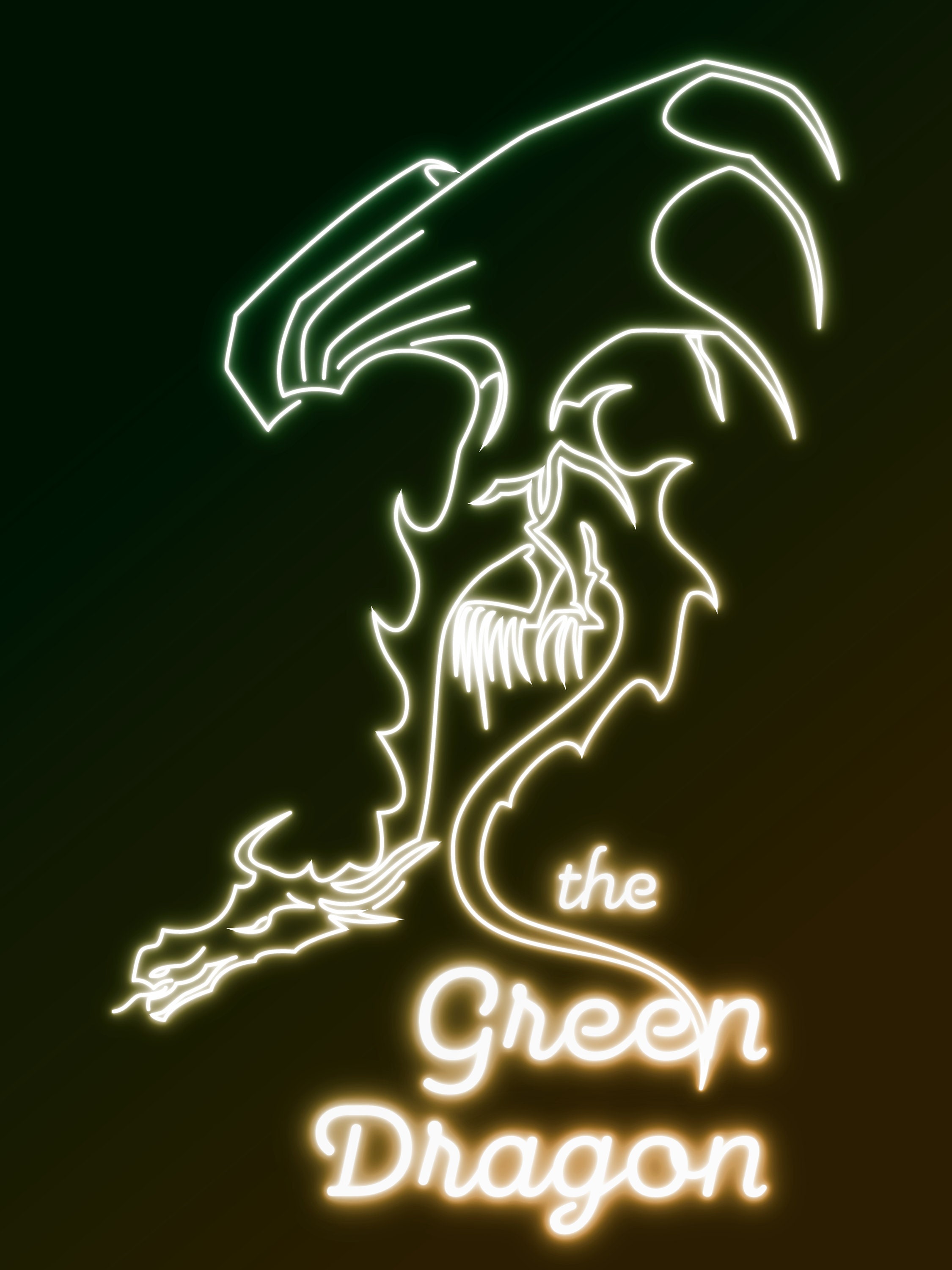 Lord of the Rings the Green Dragon Sign Neon Tolkien Poster Digital ...