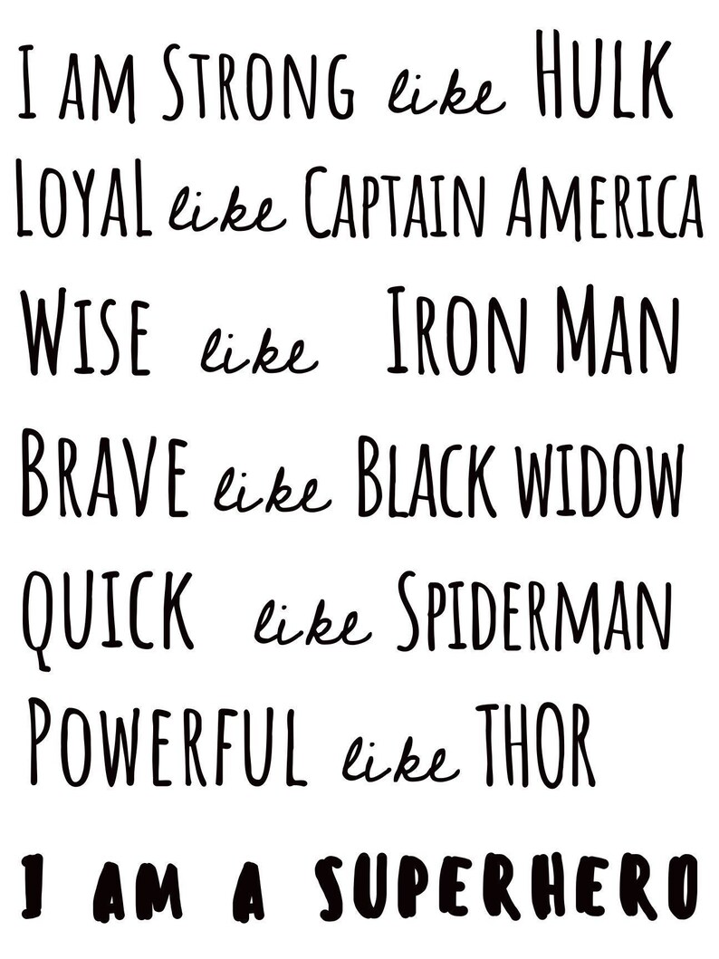 Set of 2, Avengers Themed Affirmations, Inspirational, Kids Room, Play ...