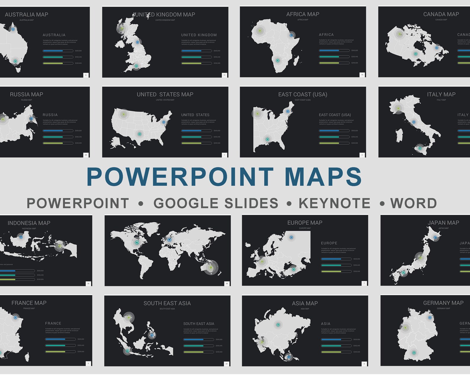 Editable Map Powerpoint Template World Map Powerpoint Fully - Etsy