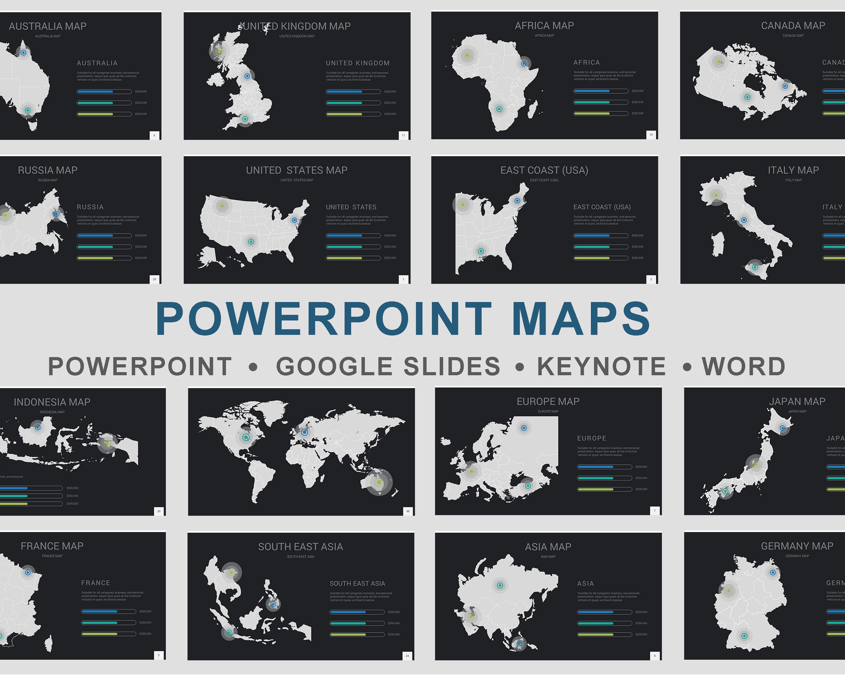 Editable Map Powerpoint Template, World Map Powerpoint Fully Editable ...