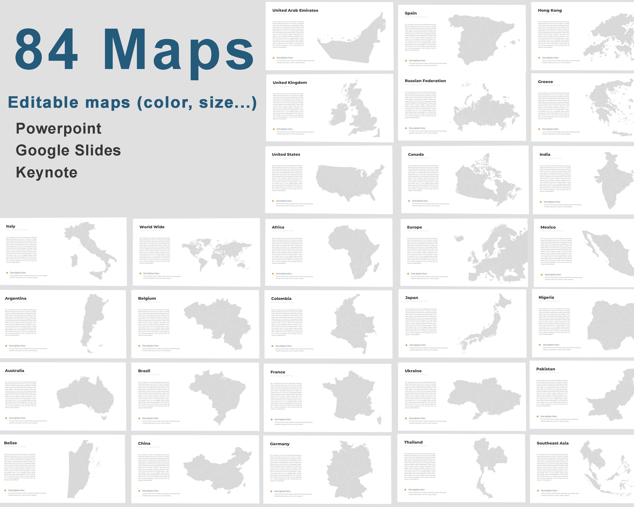 Editable Map Powerpoint Template, World Map Powerpoint Fully Editable ...