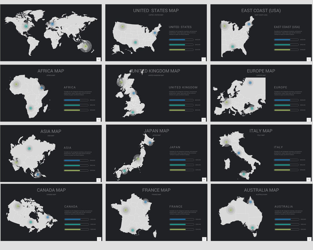 Modelo de PowerPoint de mapa editável, modelos totalmente editáveis de ...