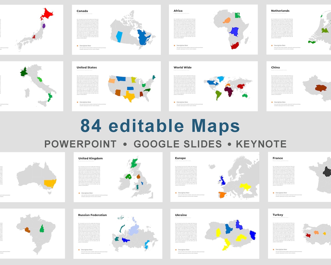 Editable Map Powerpoint Template, World Map Powerpoint Fully Editable ...