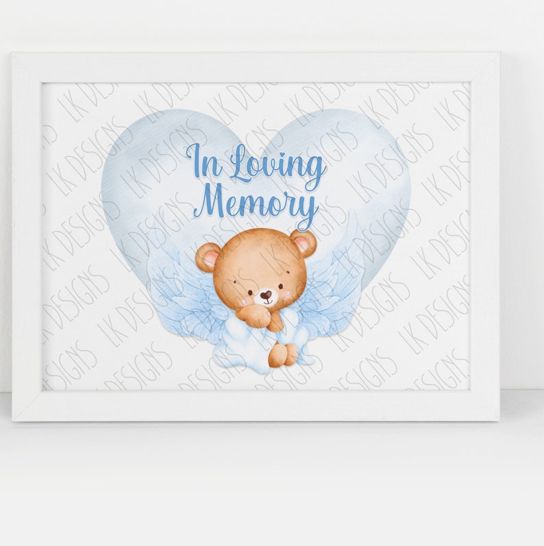 Blue in Loving Memory Bear, With & Without Text - Png, Sublimation ...