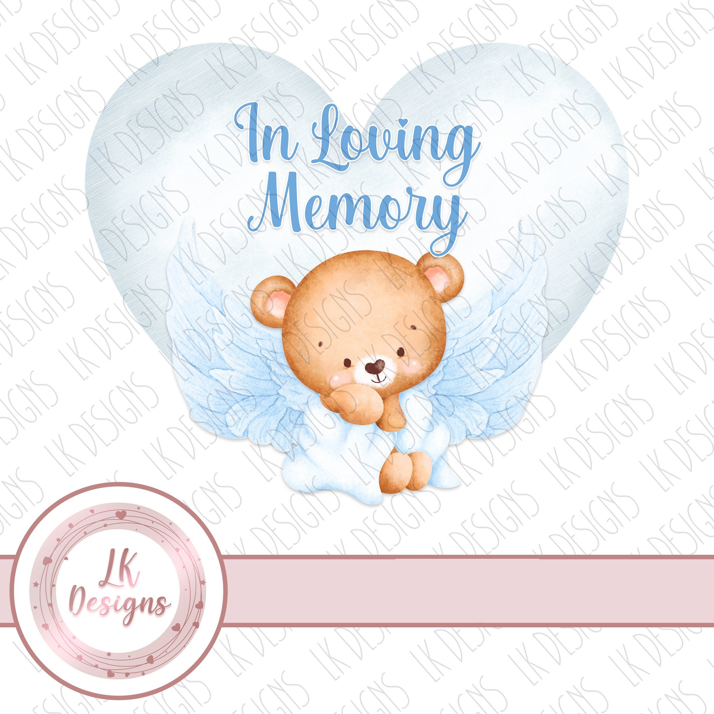 Blue in Loving Memory Bear, With & Without Text - Png, Sublimation ...