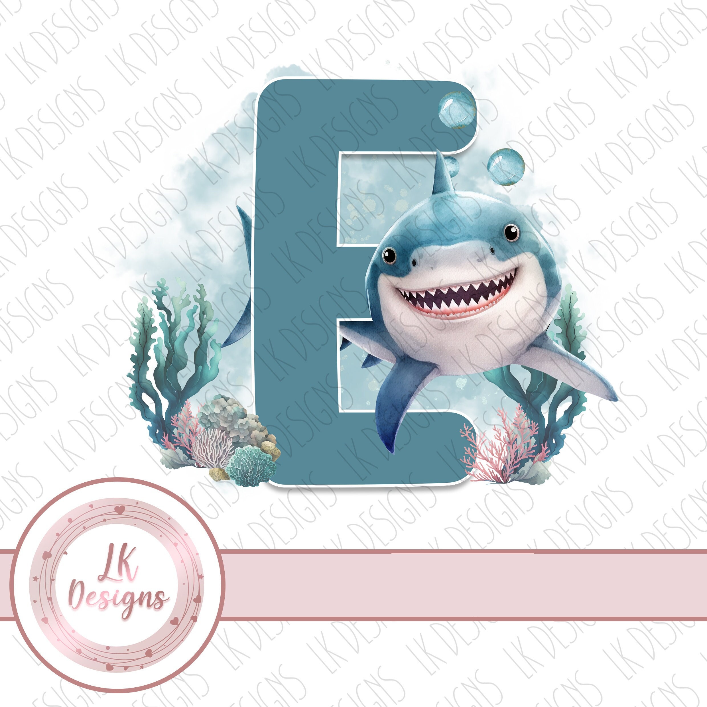 Shark Alphabet Under the Sea - A - Z - Png Sublimation Printable ...