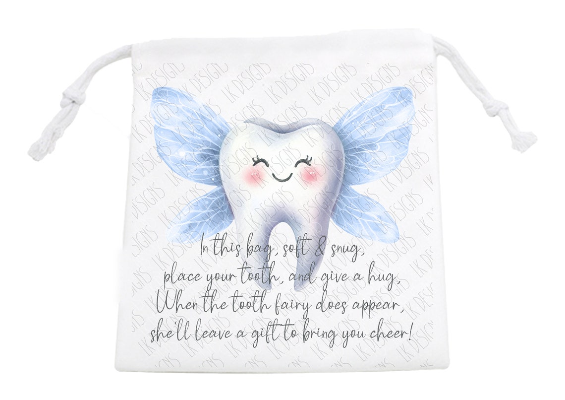 Tooth Fairy Bag, Blue, With & Without Text - Lost Tooth Bag, Pillowcase ...