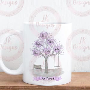 Purple Family Tree Set, 2 - 9 Heart Spaces, Fixed Text - PNG, Digital ...