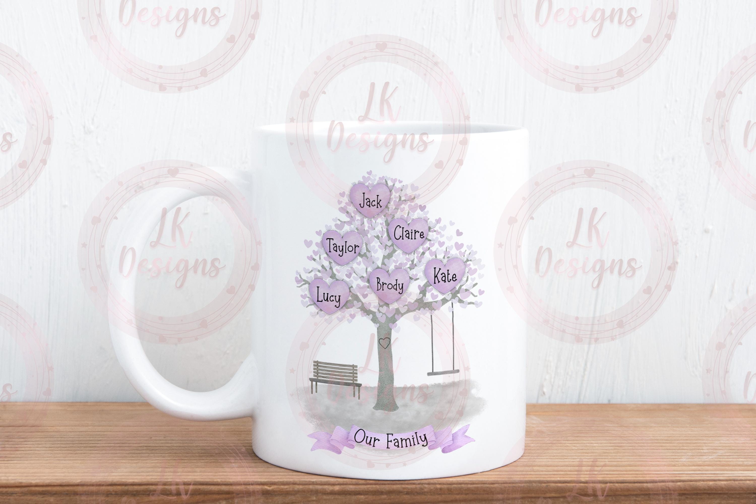 Purple Family Tree Set, 2 9 Heart Spaces, Fixed Text PNG, Digital File ...