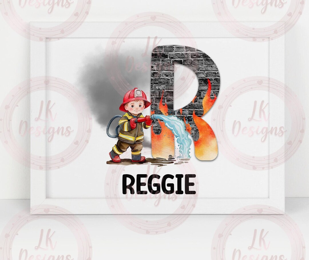 Fireman Firefighter Alphabet A Z Png Sublimation Designs Printable ...