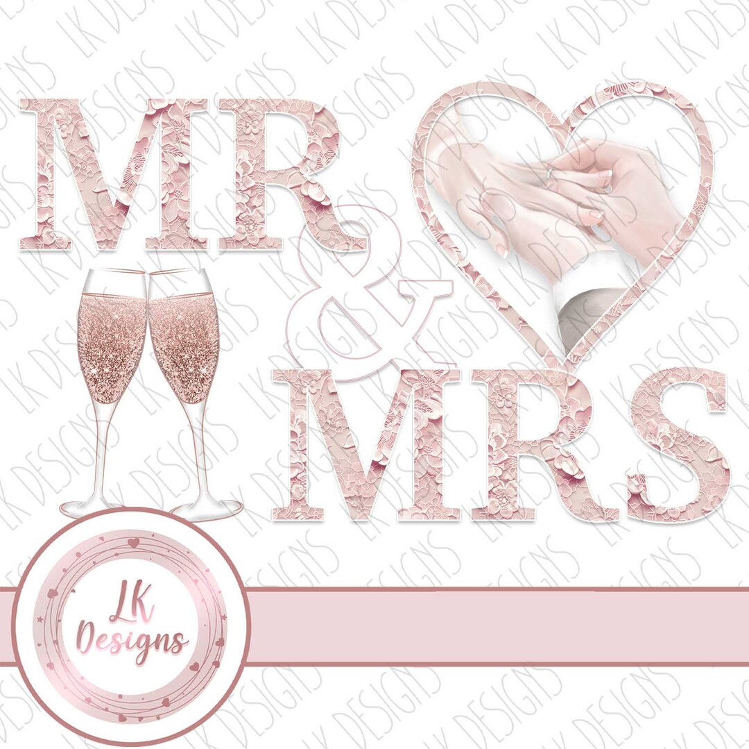 Mr & Mrs Wedding Design, With Fixed Text- Png Sublimation Printable ...