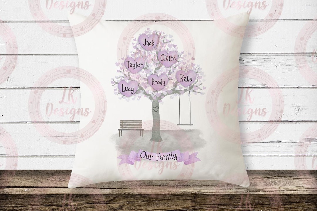 Purple Family Tree Set, 2 9 Heart Spaces, Fixed Text PNG, Digital File ...