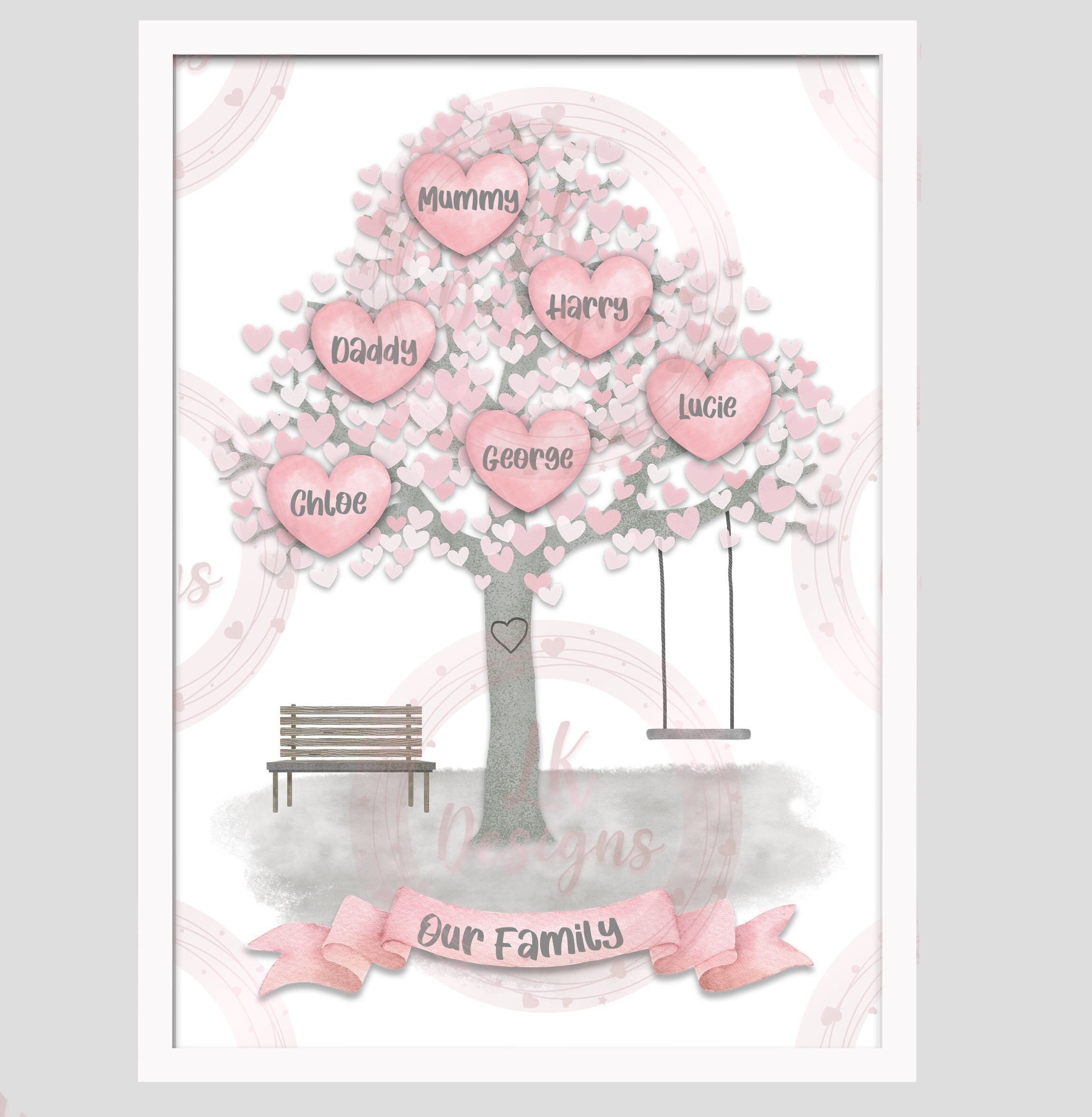 3-6 Blank Heart Family Tree Pngs, Sublimation Printable Download Design ...