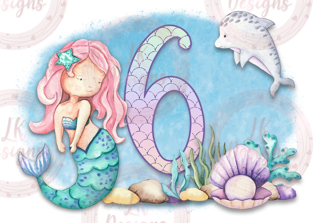 Mermaid Birthday Number Set - 1 - 11 - Png Sublimation Printable ...