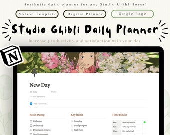 Studio Ghibli Planner Notion Dashboard Notion Template Notion Template Student Digital Planner ...