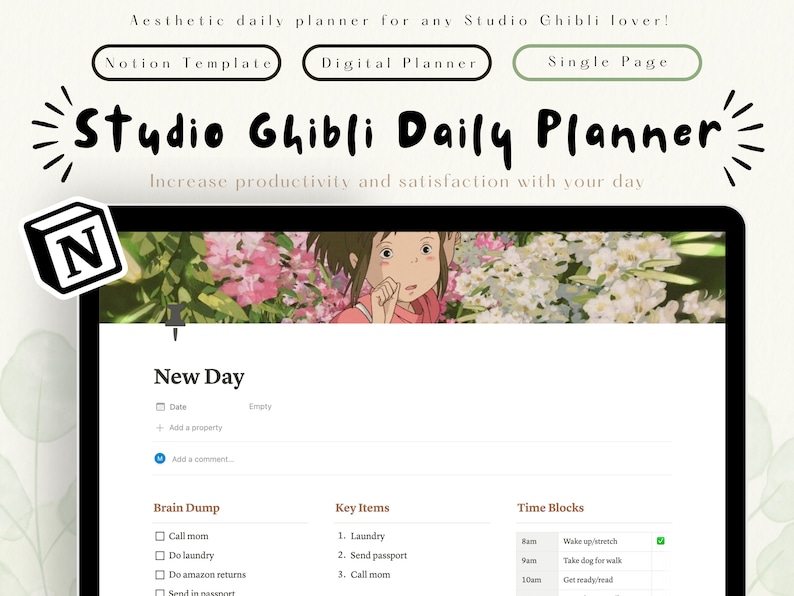 Studio Ghibli Daily Planner | Notion Dashboard | Notion Template ...