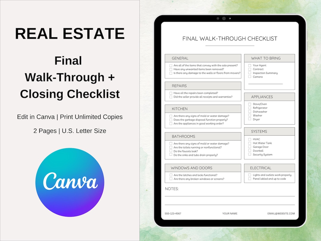 Final Walk-through + Closing Checklist | Buyer Guide | Realtor Tools ...