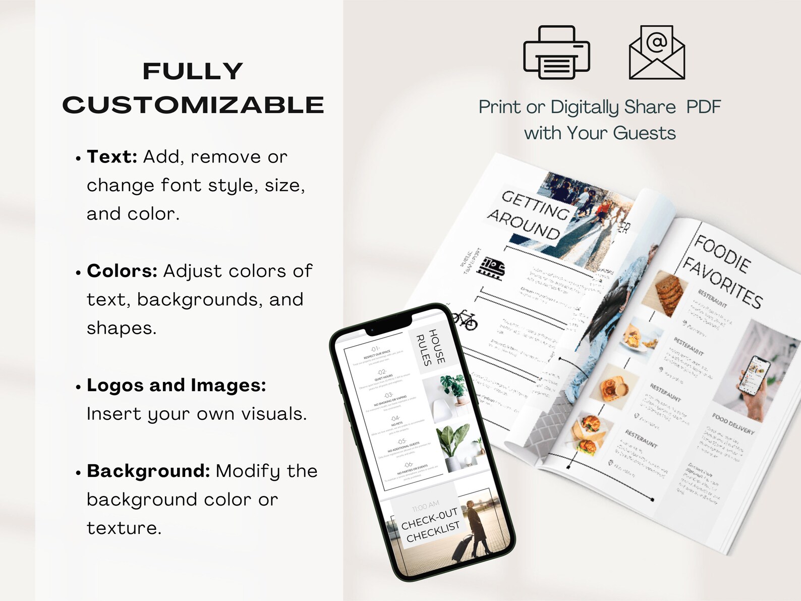 Airbnb Welcome Book Template Editable in Canva Minimalist Airbnb House ...