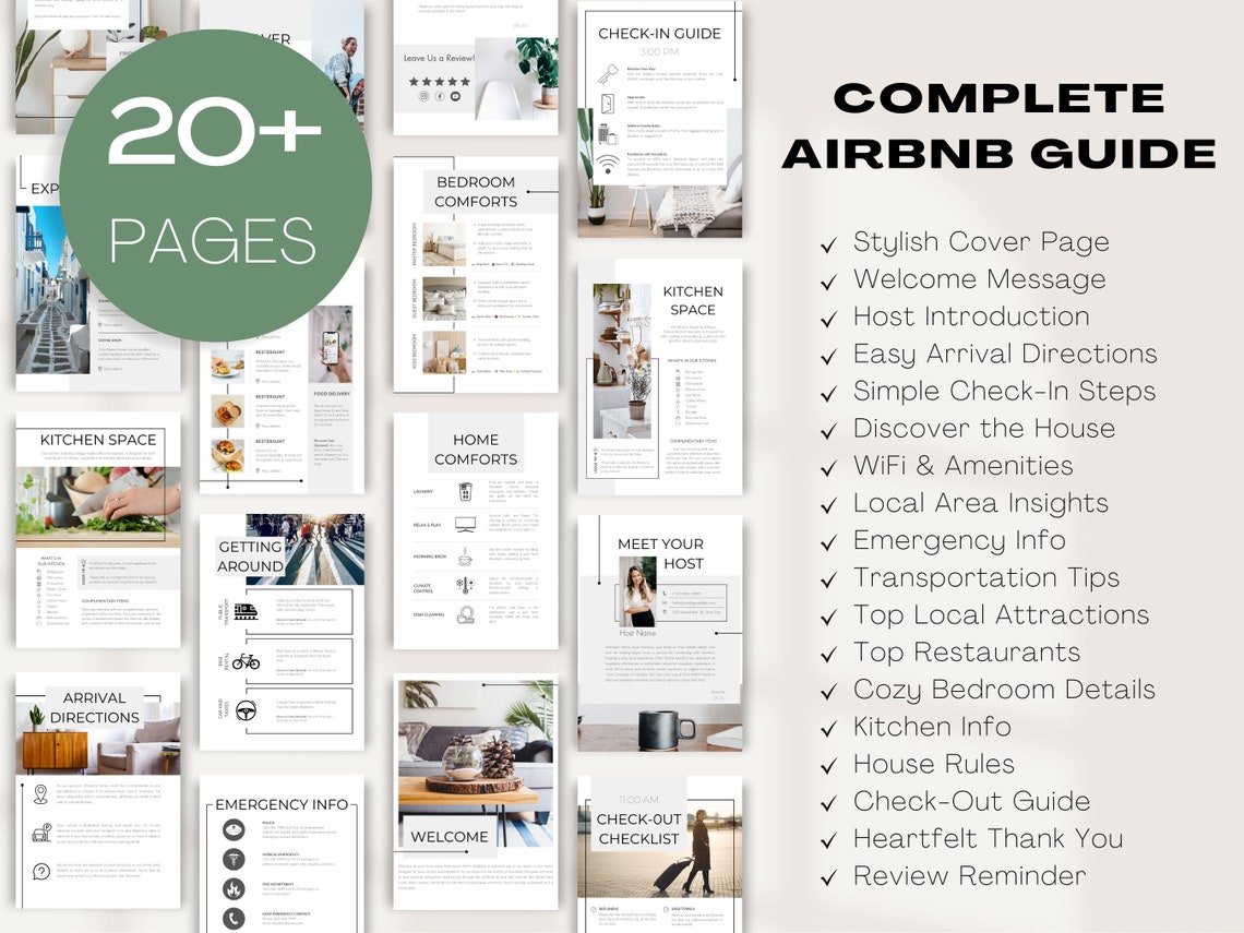Airbnb Welcome Book Template Editable in Canva Minimalist Airbnb House ...