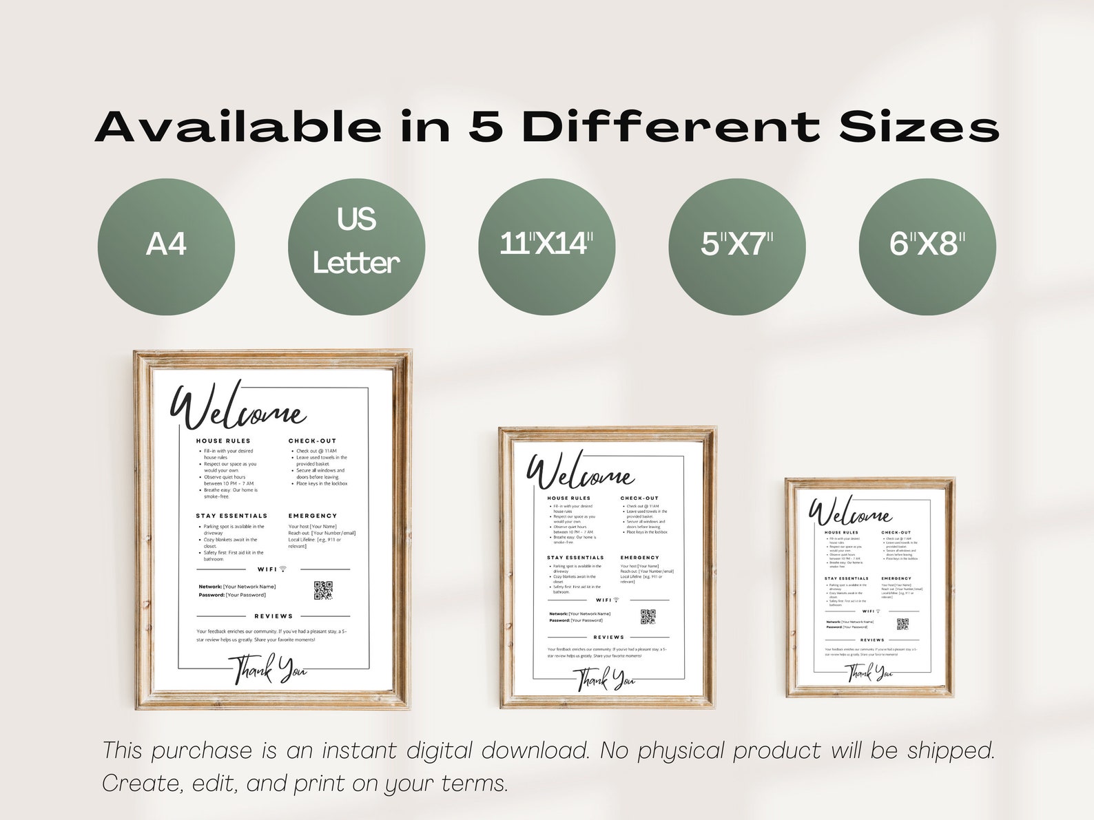 Airbnb Complete Host Bundle | 30+ Editable Signs in Canva | A4, US ...